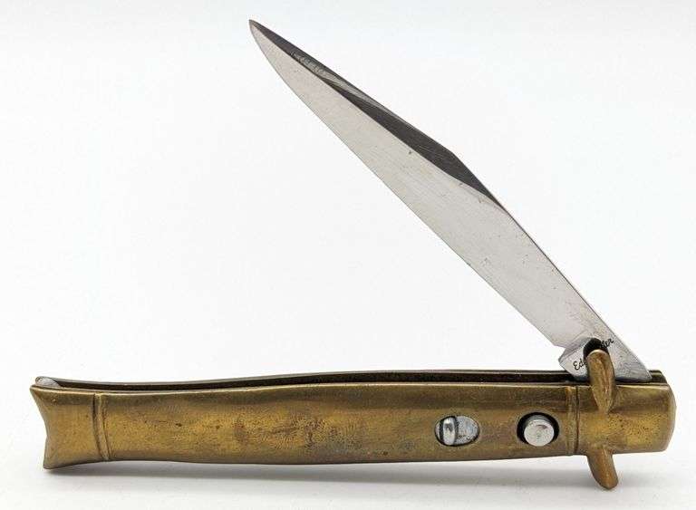 Edgemaster Brass Fishtail Bowtie Switchblade Knife - Kraft Auction ...