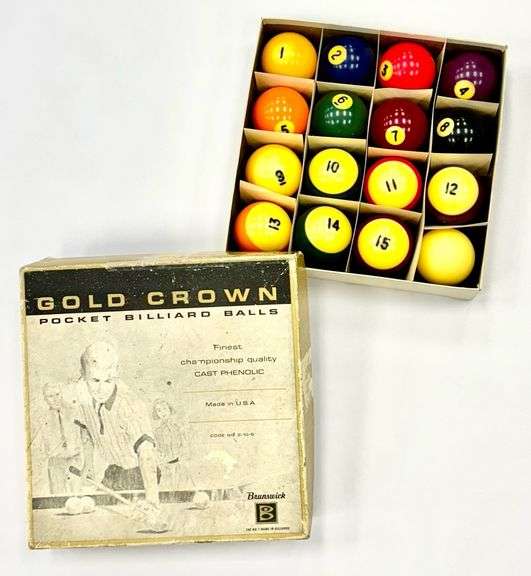 1960s Brunswick Gold Crown Pocket Billiard Balls In Original Box ...