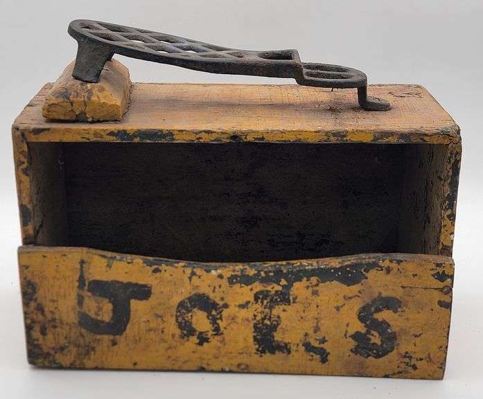 Antique Painted Wood & Cast Iron Shoe Shine Box - Kraft Auction Service ...
