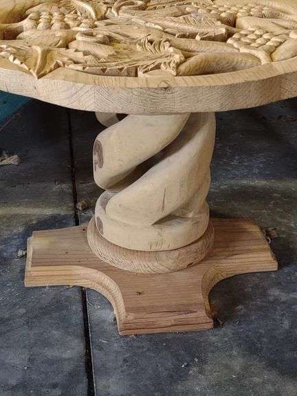 Carved Wood Floral/Grape Side Tables - Kraft Auction Service, LLC