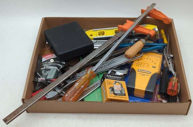 (G) Tools. Screw Drivers, Crescent Wrenches, Level, Drill Bits, and ...