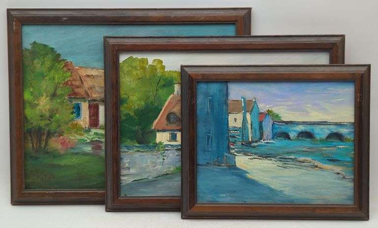 (Q) Oil Paintings Framed. Building Scenes. 15 x 13 inch largest One ...