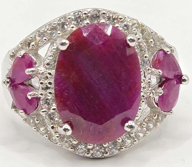 Ladies Sterling Silver 6.13 CTW Genuine Ruby Statement Ring - Kraft ...