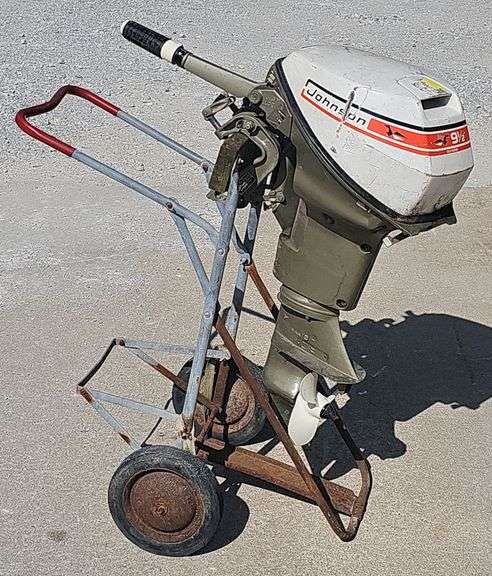 (AE) Johnson 9.5 HP Seahorse Outboard Motor On Dolly, 1970s - Kraft ...