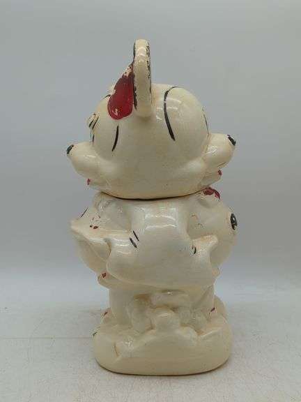 (K) Vtg Turnabout Ceramic Cookie Jar. Mickey Mouse one side Minnie ...