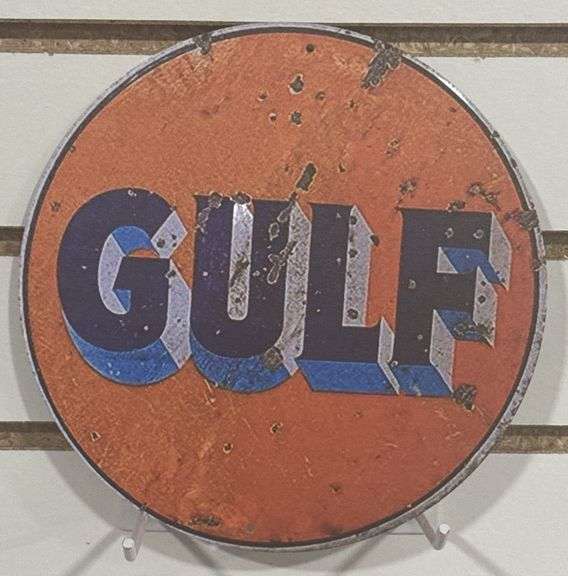 Metal Gulf Gas Race Fuels Advertising Sign 7 3/4” - Kraft Auction ...