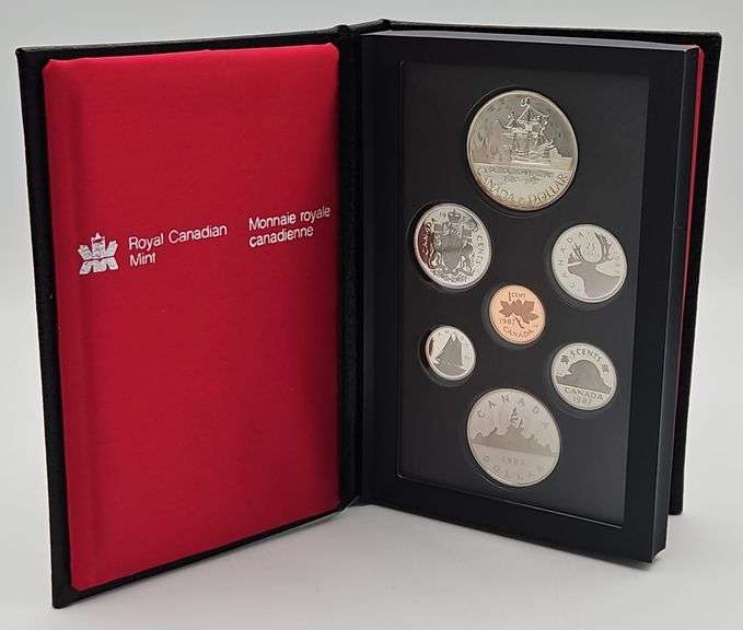 (A) Royal Canadian 1987 Proof Set With Both Silver And Nickel Dollars ...
