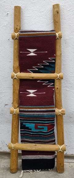 (AJ) Native American Woven Runner on Wood Ladder Rack - Kraft Auction ...