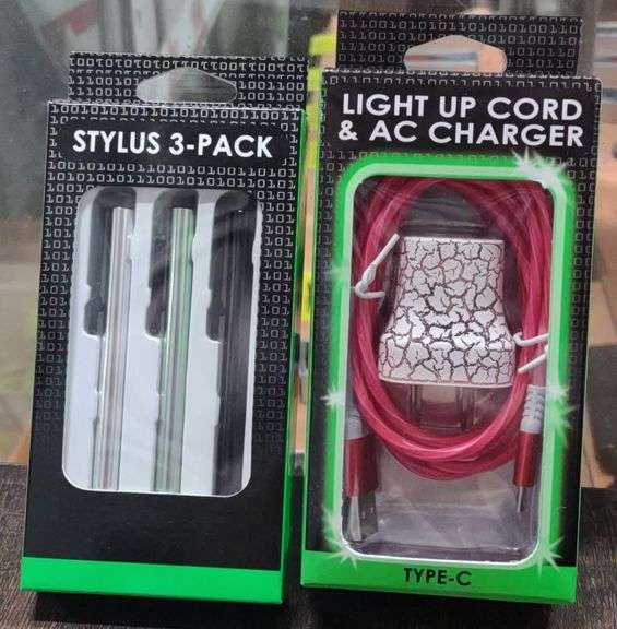Stylus 3 Pack & Light Cord w/ AC Charger - Kraft Auction Service, LLC