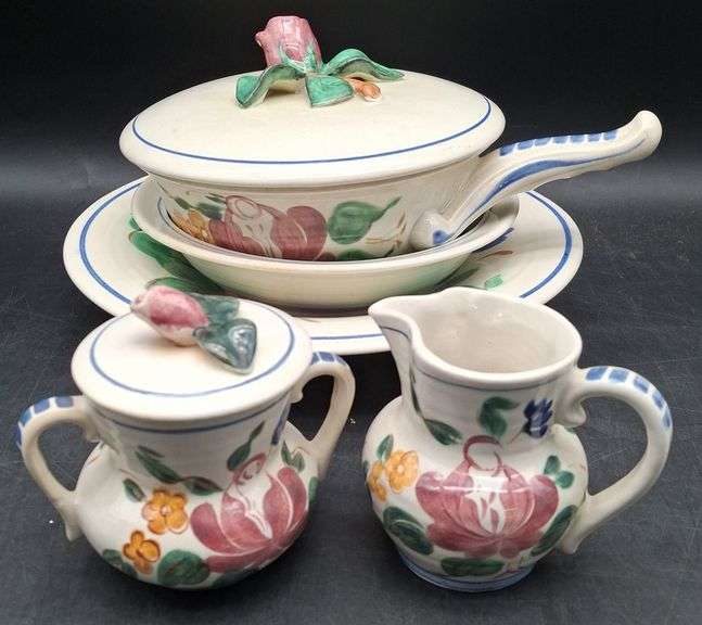 (R) Vintage Red Wing Handpainted "Orleans" Pottery Set - Kraft Auction ...