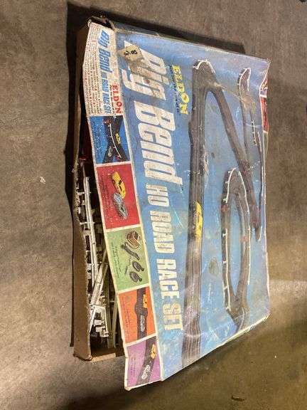 (OP) Slot Cars & Tracks Including Eldon Big Bend HO Road Race Set ...