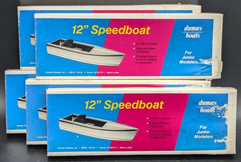 (J) Dumas Boats 12" Speed boat model. #1005. (5 boats, 4 are unopened ...