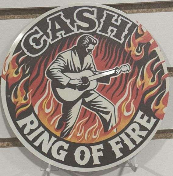 Metal Johnny Cash Ring of Fire Advertising Sign 7 3/4” - Kraft Auction ...