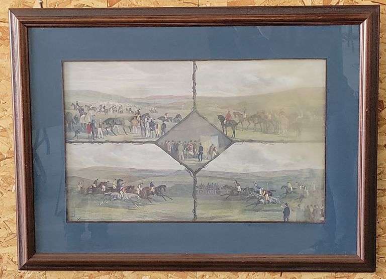 (AV) Framed Lithograph Depicting Early Horse Racing - Kraft Auction ...