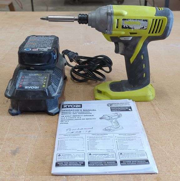 RYOBI 18 Volt Impact Driver w/ Battery & Charger (Model P234G) - Kraft ...