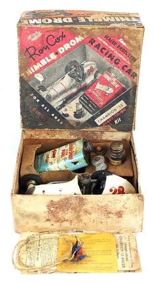 Original Roy Cox Engine Powered Thimble Drome Racing Car w/ Box - Kraft ...