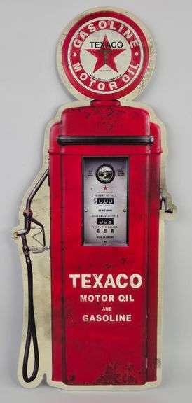 Texaco Motor Oil and Gasoline Die-Cut Gas Pump Advertising Sign - Kraft ...