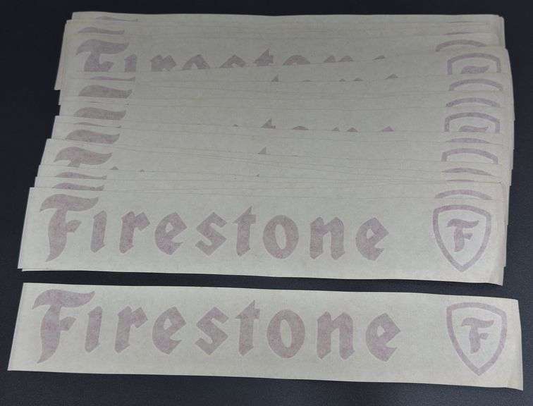 Lot Of 25 Vintage 19in Firestone Racing Decals - Kraft Auction Service, LLC