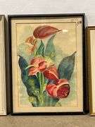 (RK) Artist Signed Floral Watercolor Paintings Various Sizes - Kraft ...