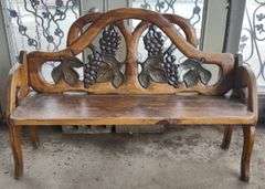 Painted Hand Carved Mexican Made Bench - Kraft Auction Service, LLC