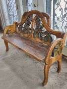 Painted Hand Carved Mexican Made Bench - Kraft Auction Service, LLC