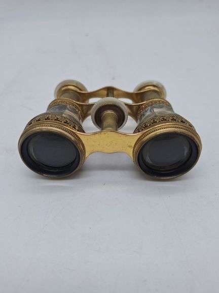 (F) 1800's Colmont(Paris) opera glasses/binoculars, brass/Mother of ...