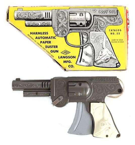 Langson Mfg. Co. Cody Colt Paper Gun w/ Box - Kraft Auction Service, LLC