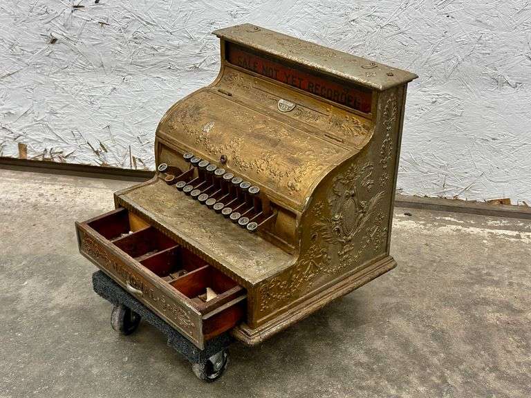 (J) Antique Brass National Cash Register - Kraft Auction Service, LLC