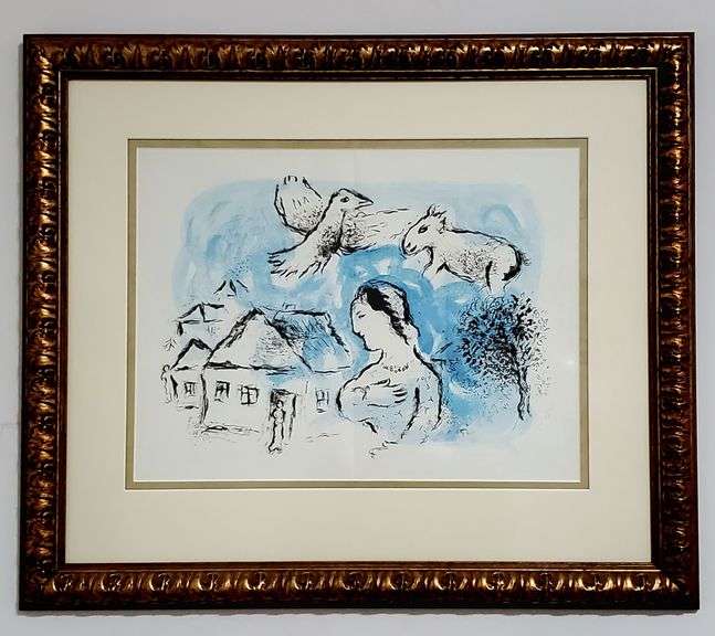 Marc Chagall “Composition in Blue” Original Lithograph from Derrière Le ...