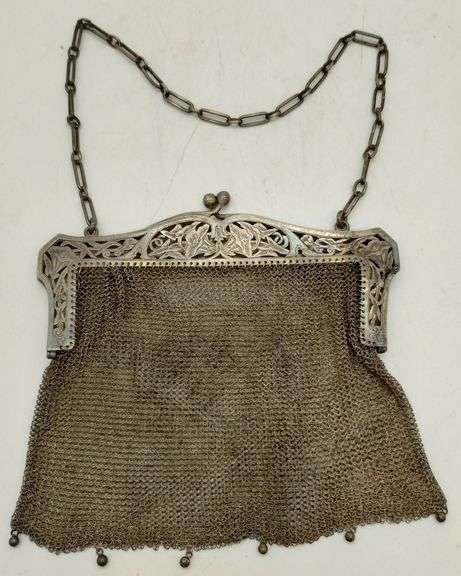 (F) Sterling silver chainmail purse, 6"x6" (6.2 oz). - Kraft Auction ...