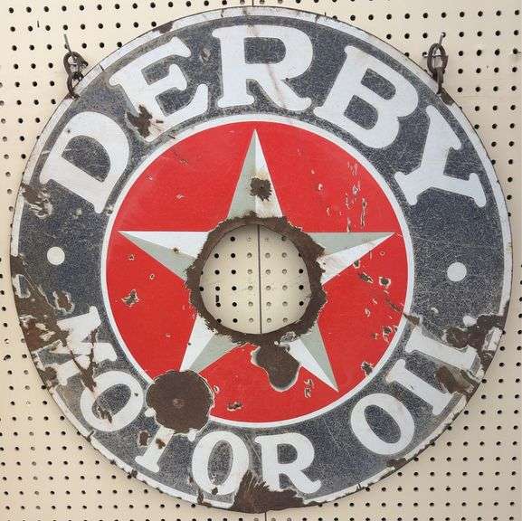 Vintage DSP Derby Motor Oil Adv Sign - Kraft Auction Service, LLC