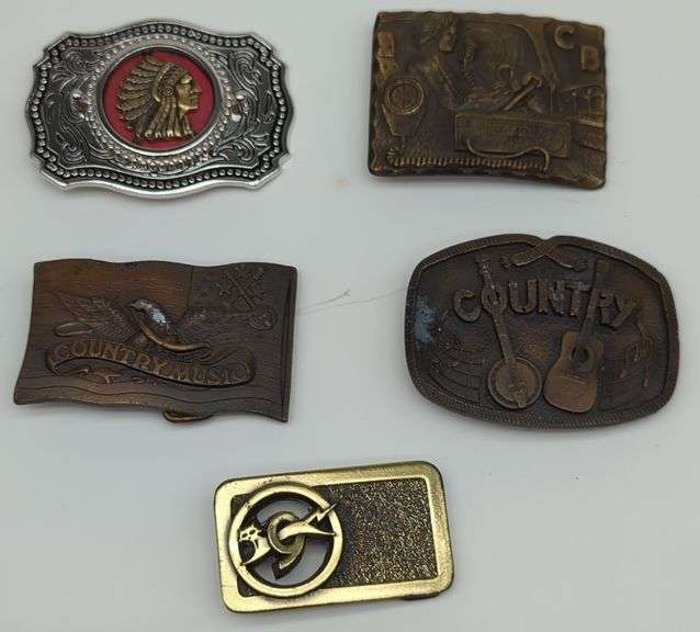 (F) Belt Buckles. Metal. Brass, Silver & Copper Color. 3.1/4 inch ...