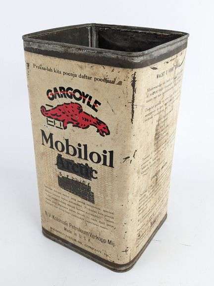 Early German / Indonesian Mobiloil Gargoyle 1 Gallon Oil Can - Kraft ...