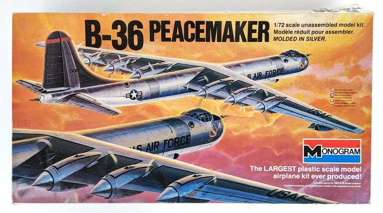 1/72 Scale Monogram B-36 Peacemaker Airplane Model Kit - NIB - Kraft ...