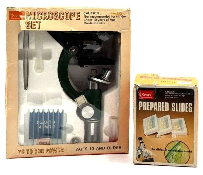 (2) Sears Microscope Set And Sears Prepared Slides - Kraft Auction ...