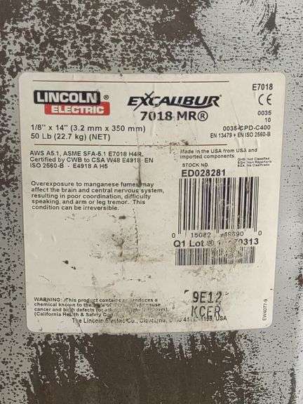 Lincoln Electric Welding Electrodes Incl. Excalibur 7018 MR & Piprliner ...