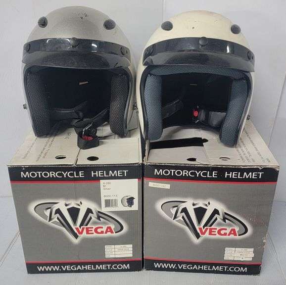 (G) 2 Vega Small Motor Cycle Helmets - Kraft Auction Service, LLC
