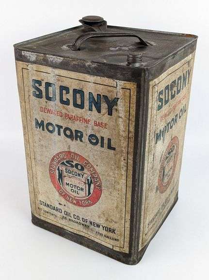 Early SOCONY Standard Oil New York 5 Gallon Motor Oil Can - Kraft ...