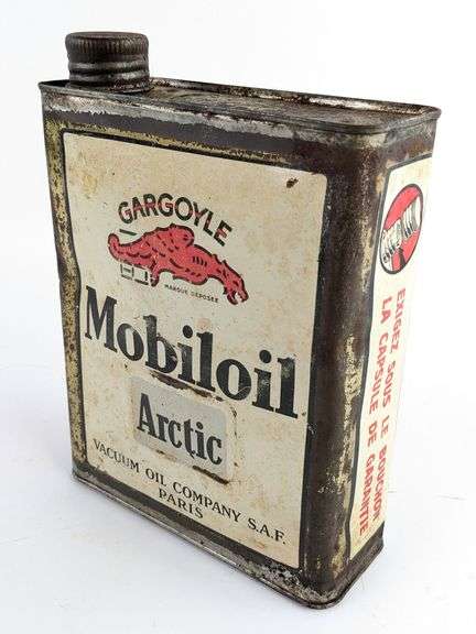 Early French Slim Gargoyle Mobiloil Arctic 2 Liter Oil Can w/ Cap ...