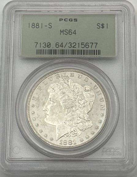 (KC) Graded Silver 1881 s Morgan $1 Dollar Coin MS64 - Kraft Auction ...