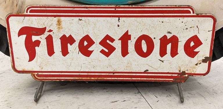 Vintage Firestone Tires Display Rack w/ Tire - Kraft Auction Service, LLC