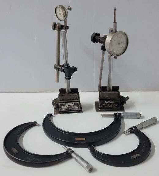 (K) HDT Anyform Magnetic Base Dial Indicators & Starrett Outside ...