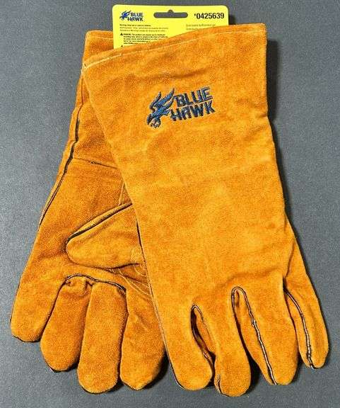 (BZ) Blue Hawk Genuine Leather Welding Gloves - Kraft Auction Service, LLC