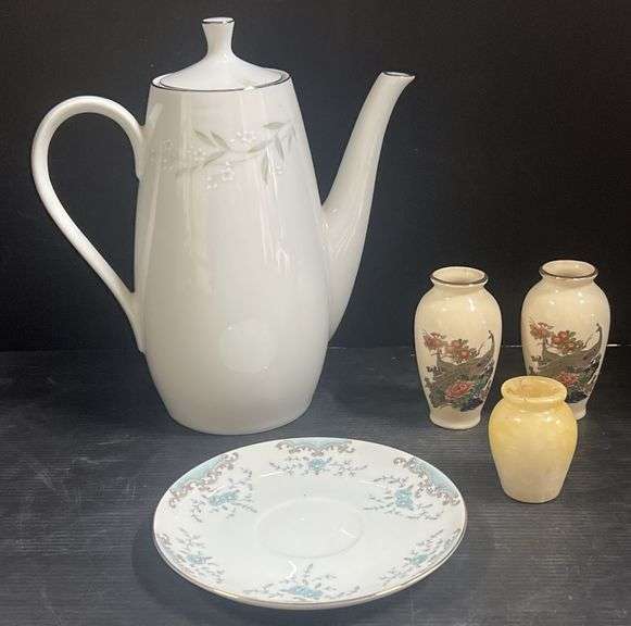 (AL) Pair Of Small Porcelain Peacock Vases, China Coffee Server ...