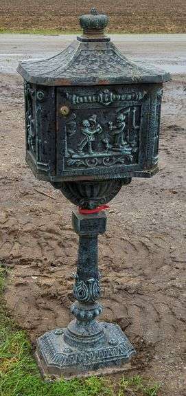 (BD) Cast Metal Standing Letter Box - Kraft Auction Service, LLC