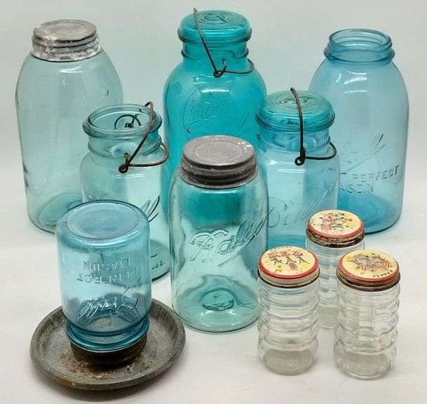 (K) Ball mason jars including 3 half gallon jars (one is a bicentennial ...
