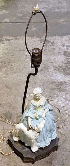 (F) Vtg Ceramic Victorian Lady Lamp - Kraft Auction Service, LLC