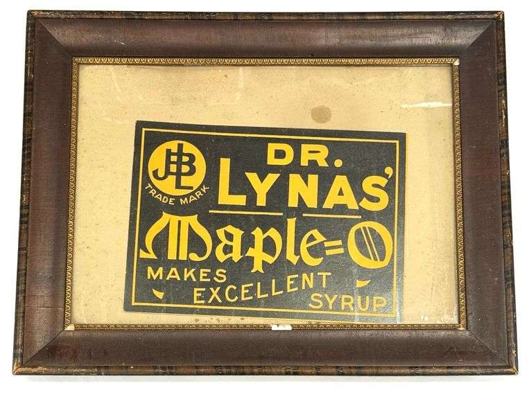 Framed Advertisement Sign For "Dr. Lynas' Maple-O Makes Excellent Syrup ...
