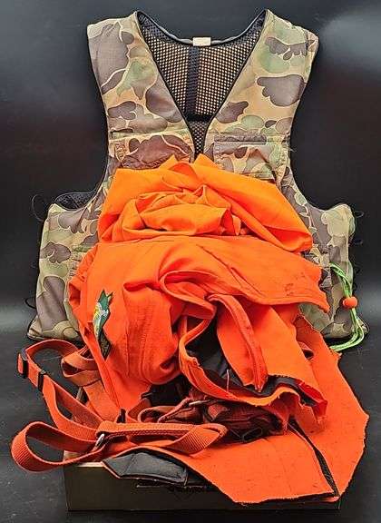 (K) Dog Hunting Lot, Shock Collar, Orange Safety Vests, Harnesses With ...