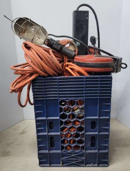 (K) Crates Of Extension Cords, Power Strip & Work Light - Kraft Auction ...
